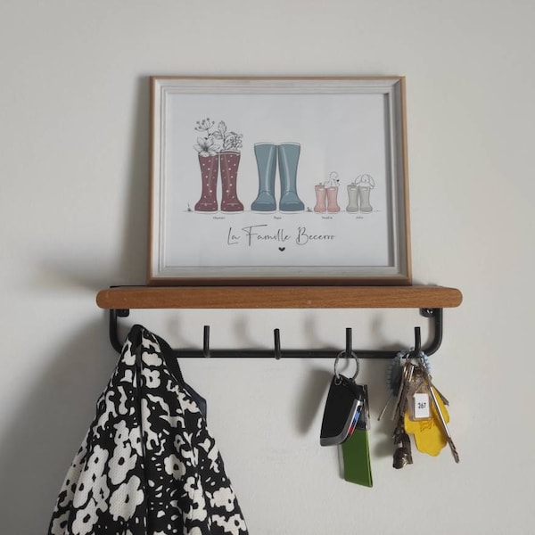 Personalized Family Poster, Rain Boots Illustration, Christmas Gift ...