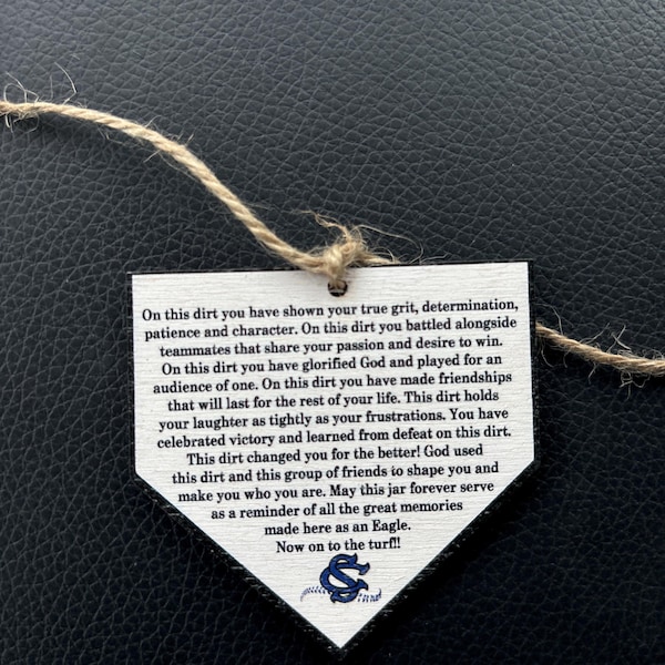 Personalized Baseball Senior Gift Dirt Jar Tag, Printed Home Plate Tag ...