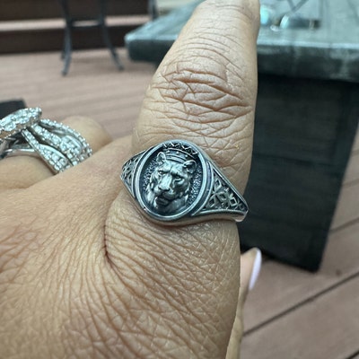 Sterling Silver Angry Wolf Signet Ring, Ring Wolf Head, Wolf Head Ring ...
