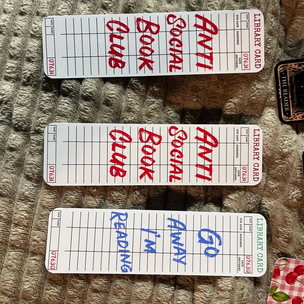 Retro Library Card Bookmark Set – Bookish Quote Bookmarks, Retro ...