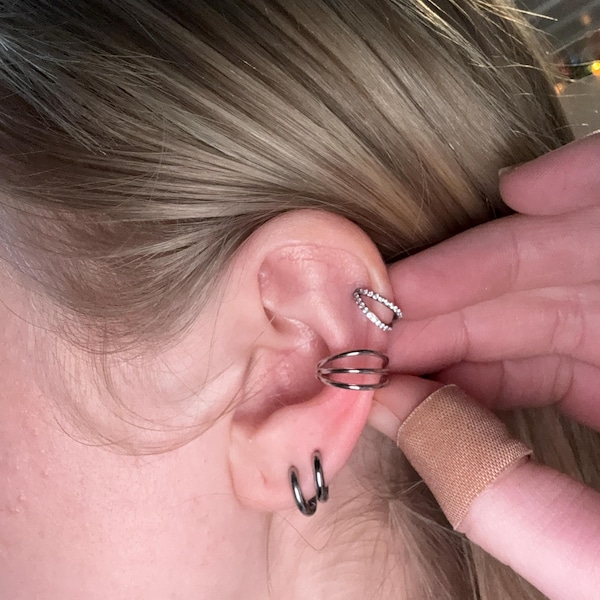 NEW • Emerald Paved Conch Clicker Hoops, Helix Ring, Pave Hoop, Hoop ...