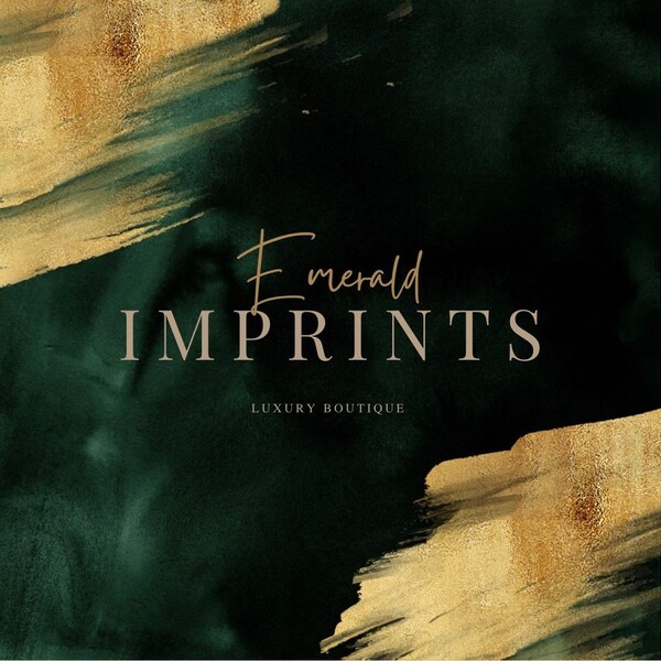 Emerald & Gold Watercolor and Foil Digital Papers, Commercial Use ...