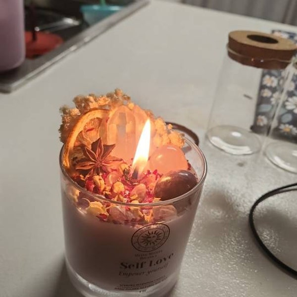 Self Love Intention Candle With Luxury Crystals and Herbs - Empowerment ...