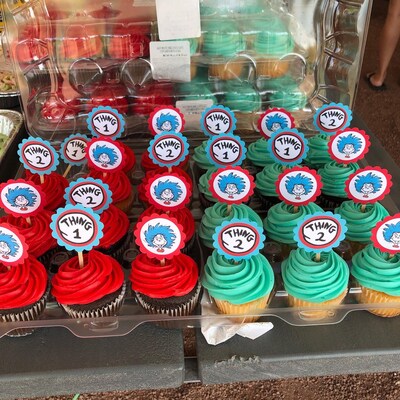 Thing One & Two Cupcake Toppers - Etsy