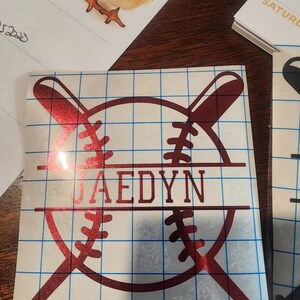 Baseball Name Sticker Vinyl Decal, Custom Baseball Helmet Decal Bumper ...