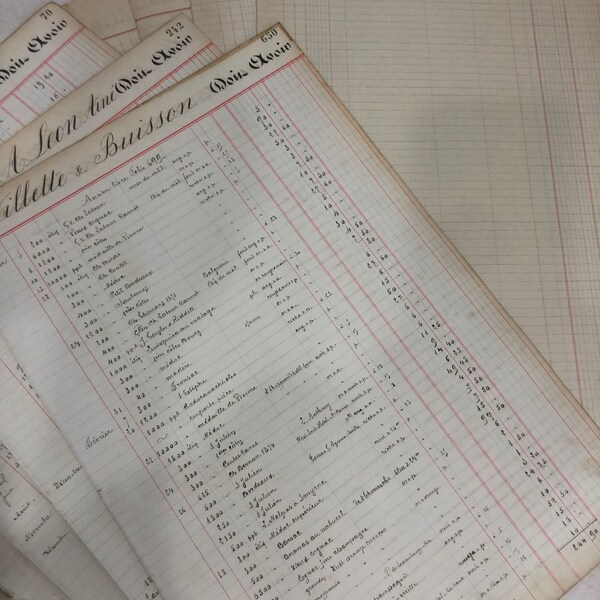 Antique French Ledger Bundle 2 Large Pages 11 X 16 In Antique Junk ...