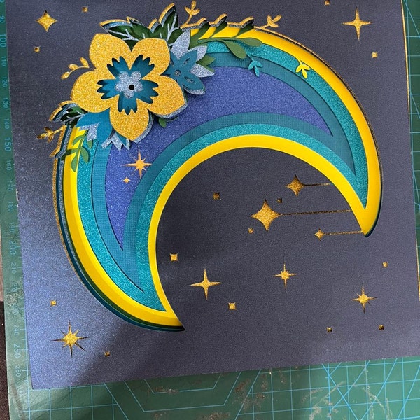 3D Moon Welcome Shadow Box, Floral Svg, 3D Mandala, Flower Shadow Box ...