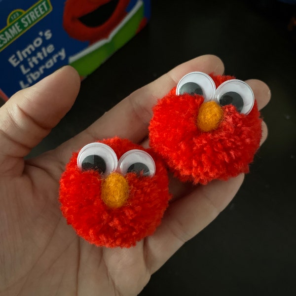 Sesame Street, Elmo Pom Pom Hair Clips, Hair Bobble, Stocking Stuffers ...