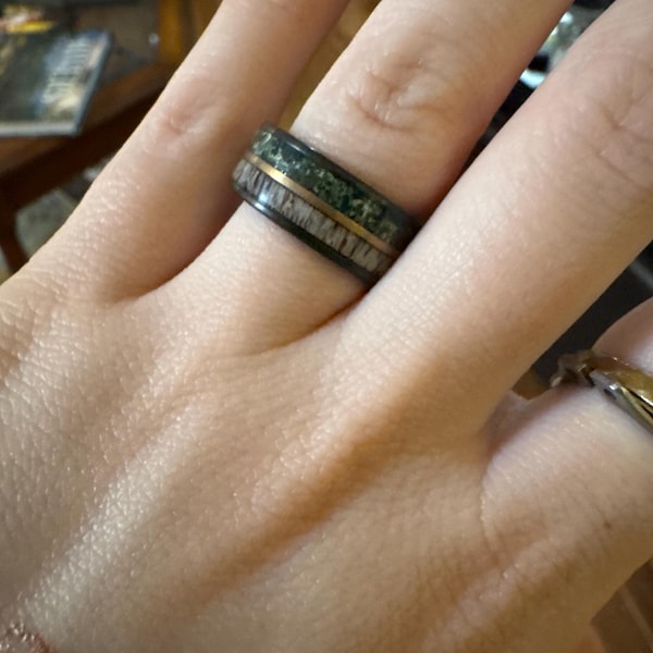 The Abyss - 6mm Black Meteorite Brushed Wedding Ring, Black Obsidian ...