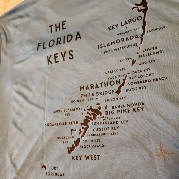 Florida Keys Map Print: Black and White Silhouette Wall Art - Etsy