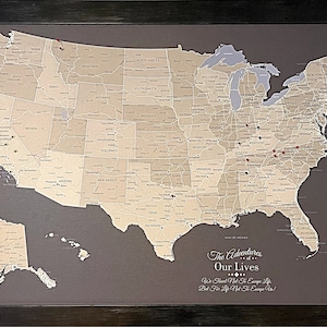 Personalized Executive US Travel Map With Pins and Frame push - Etsy