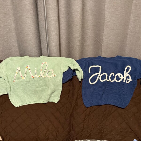 Custom Name Baby Sweater,personalized Hand Embroidered Baby Sweaters ...