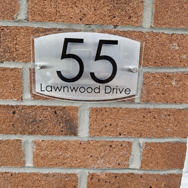 K Smart Sign Modern House Signs Plaque Door Number Street Glass Effect ...