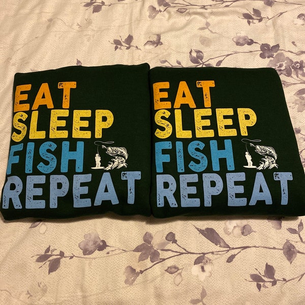 Eat Sleep Fish Repeat Fishing Hoodies or T-shirt, Customizable ...