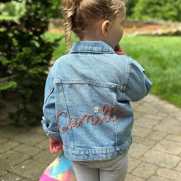 Custom Toddler Denim Jacket Hand Embroidered Baby Jacket Personalized ...