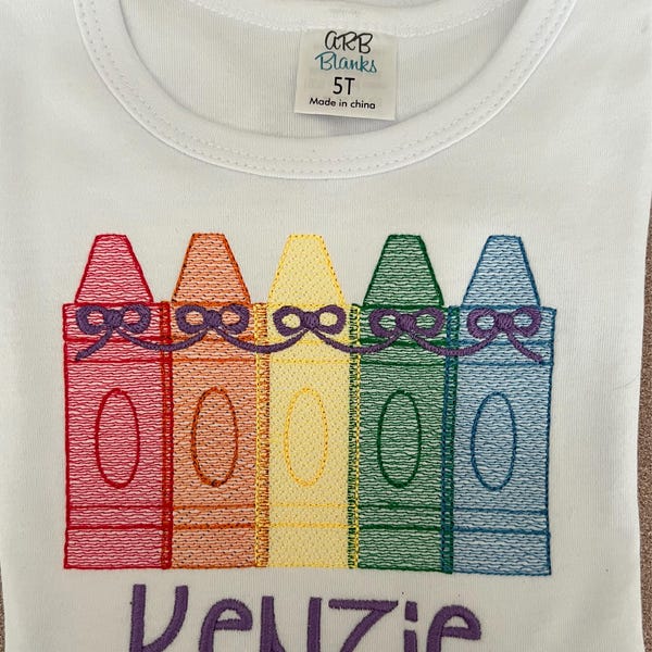 Crayon Back to School First Day Row of Crayons Trio Crayon With Bow ...