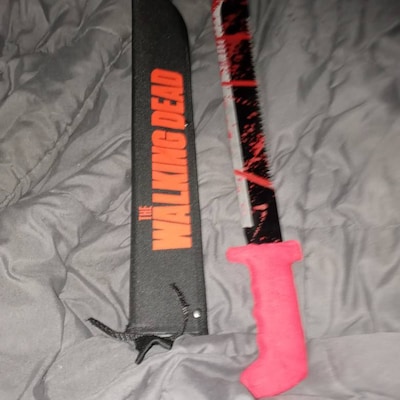 The Walking Dead Rick Grimes Red Handle Machete Prop With Blood Spatter ...