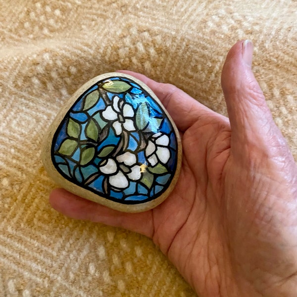 Abstract Tree Stone Hand Painted, Pastel and Gold - Etsy UK