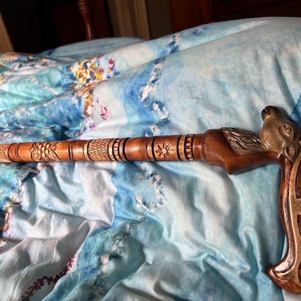Bird Wooden Walking Cane, Bluebird Wooden Cane, Wooden Walking Stick ...