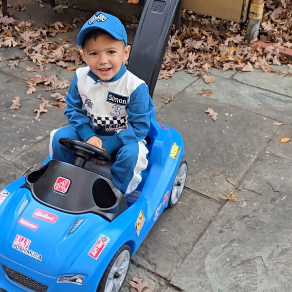 Personalized Blue Racer Long-short Suit-fast One Car Boy Costume ...