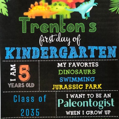 Editable Dinosaur First Day of School Sign Printable, Editable Canva ...