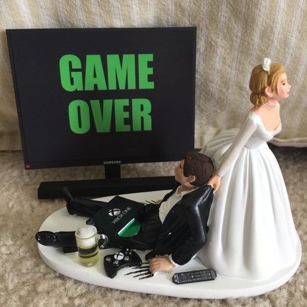 GAME OVER (or Any Game/image) Funny Wedding Cake Topper Custom Video ...