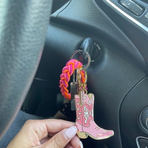 Pink Cowgirl Boot Keychain Space Cowgirl Disco Cowgirl Bachelorette ...