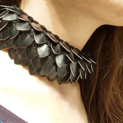 Scalemail Gauntlets Knitted Dragonhide Armor Bronze Warrior - Etsy