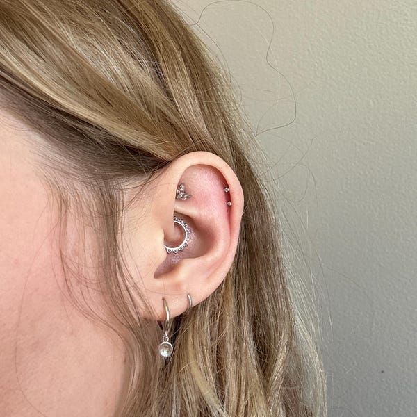 Dainty Sun Daith Ring, Hinged Clicker Hoop, 16ga 8mm or 10mm, Unisex ...