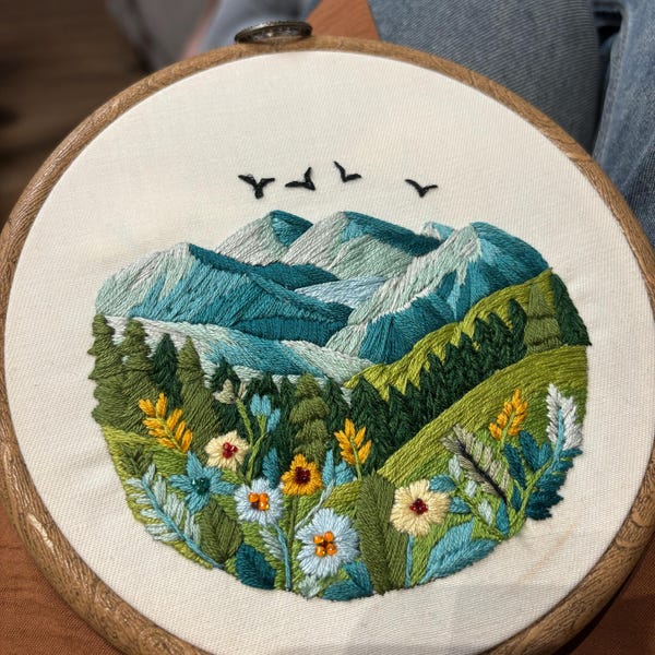 Iced Matcha Latte Embroidery Pattern Green Tea Hand Embroidery Design ...