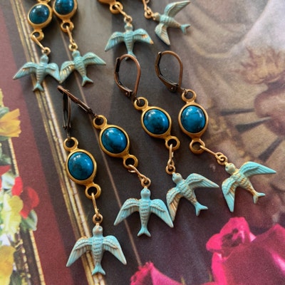 5 Small Bluebird Charms - Etsy