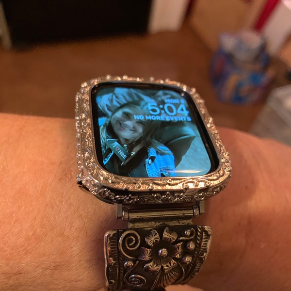 Custom Apple Watch Bezel Cover Silver 44mm Apple Watch Case Protective ...