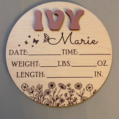 Newborn Birth Stat Sign Baby Stats Plaque Announcement Sign - Etsy