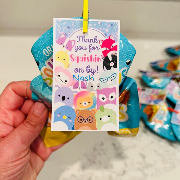 Sparkle Squishy Treat Tags for Kids Birthday Party, Take Home Gift Tag ...