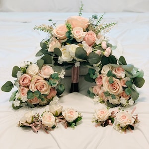 Dusty Pink Bridal Bouquet, Classic Wedding Rose Bouquet, Rustic Boho ...