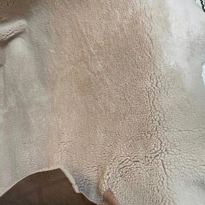 Natural Shearling Sheepskin Authentic Small Curl Leather, Beige ...