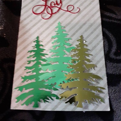 Die Cuts Christmas Trees Pine Trees 12 Pieces Foil Mirror Glitter ...