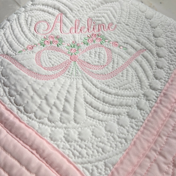 Heirloom Baby Girl Personalized Crib Quilt, Monogrammed Blanket, Baby ...