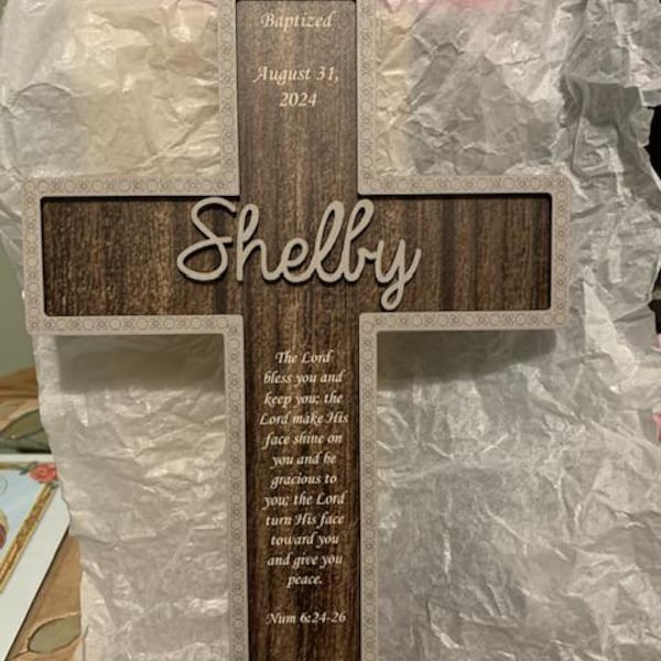 Personalized Cross Custom Wood Cross Baptism Cross First Communion ...