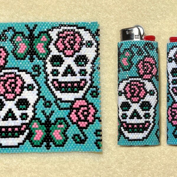 Bead Pattern Peyote(lighter Cover)-sugar Skull Rose - Etsy