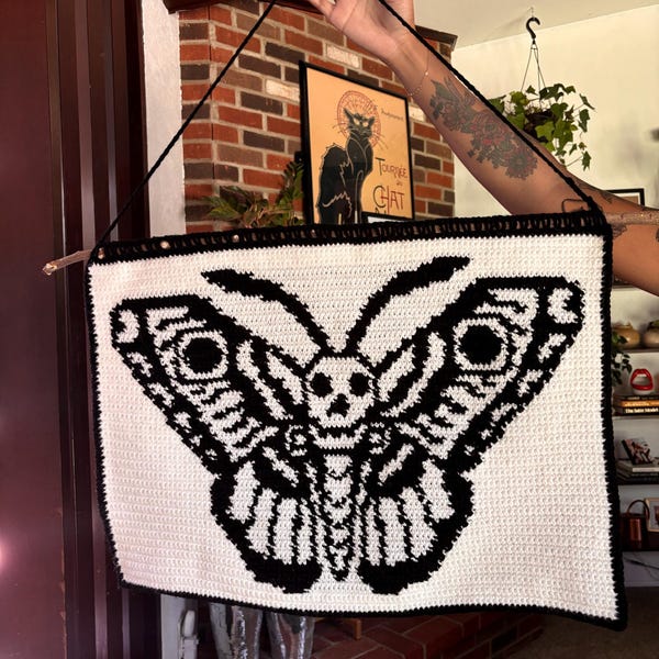 Crochet Pattern Panther Dagger Traditional Tattoo Wall Hanging Tapestry ...