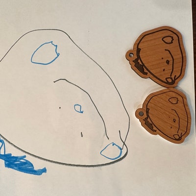 Custom Kids Drawing Keychain Key Ring Children Art - Etsy