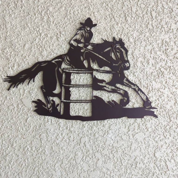 Metal Barrel Racing Wall Art, Horse and Cowgirl Metal Art - Etsy