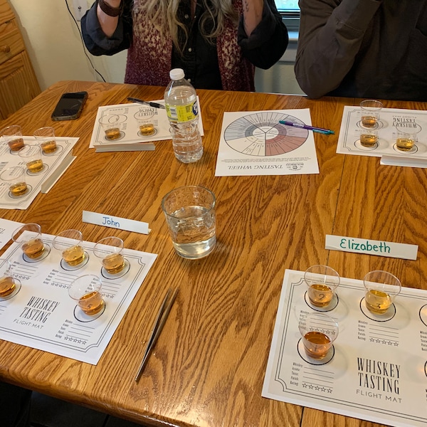 Wine Tasting Mat With 3 Spaces - Gray Background - Etsy