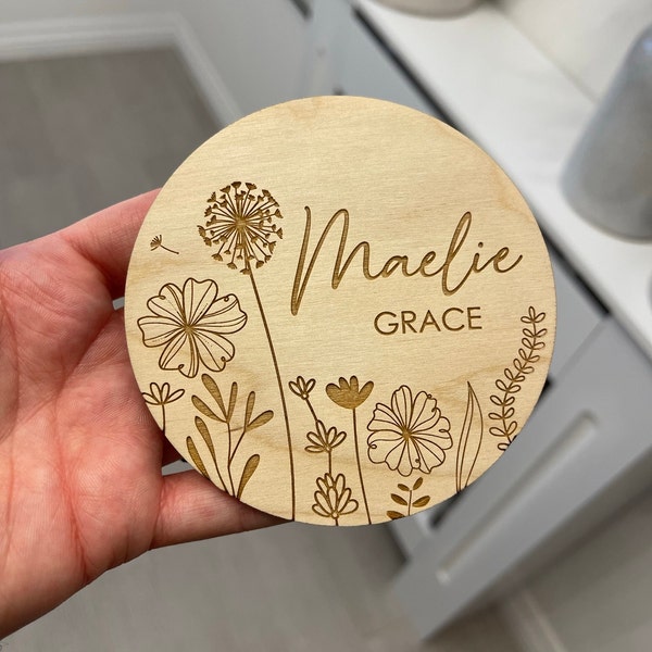 Hello World Wooden Disc Wooden Baby Announcement Baby Arrival Sign ...