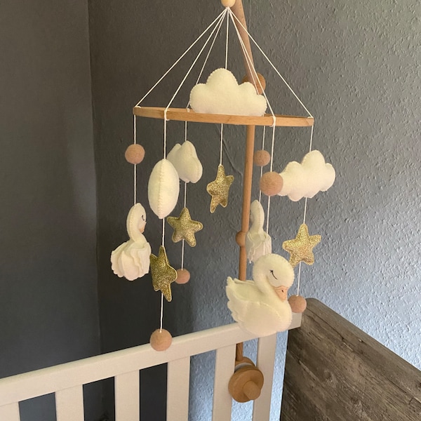 Baby Crib Mobile With Geese and Clouds, Baby Shower Gift, Duck Mobile ...