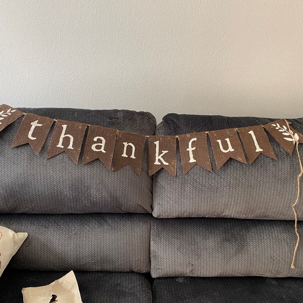 Thanksgiving Decor, Thanksgiving Banner, Thankful Burlap Banner ...