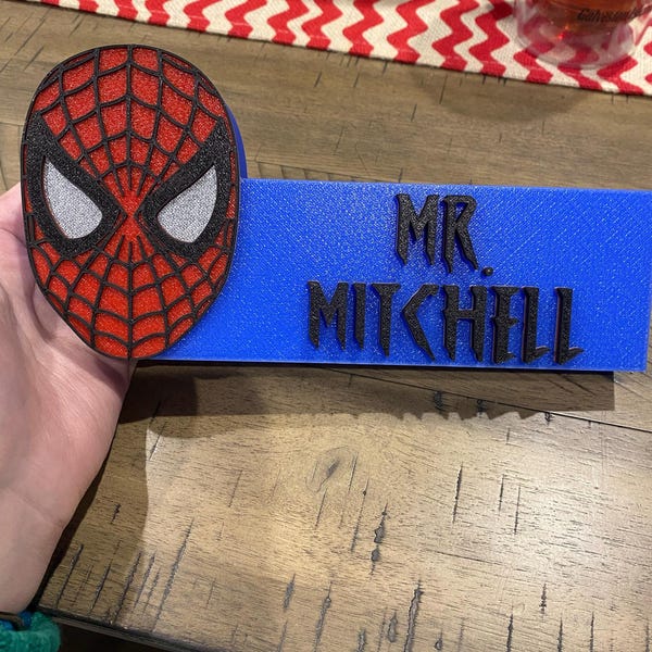 America Comic Book Superhero Sign Teacher Desk Name Plate Classroom ...