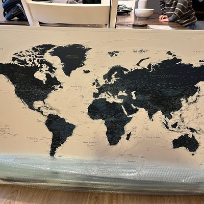 Black Push Pin World Map High Detailed Places I Have Been Map Canvas ...