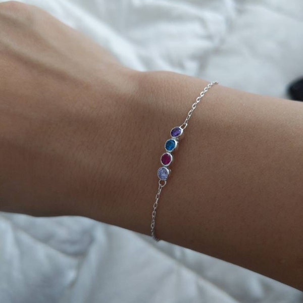 Custom Birthstone Bracelet • Multiple Birthstone Bracelet in Sterling ...